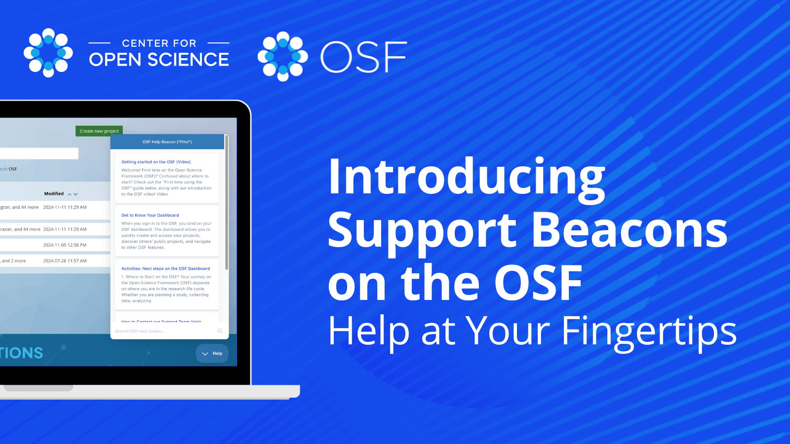 Introducing Support Beacons on the OSF: Help at Your Fingertips